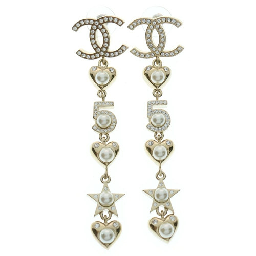 CHANEL Size:- No.5 Coco Mark Rhinestone Long Earrings Ear Accessories ...