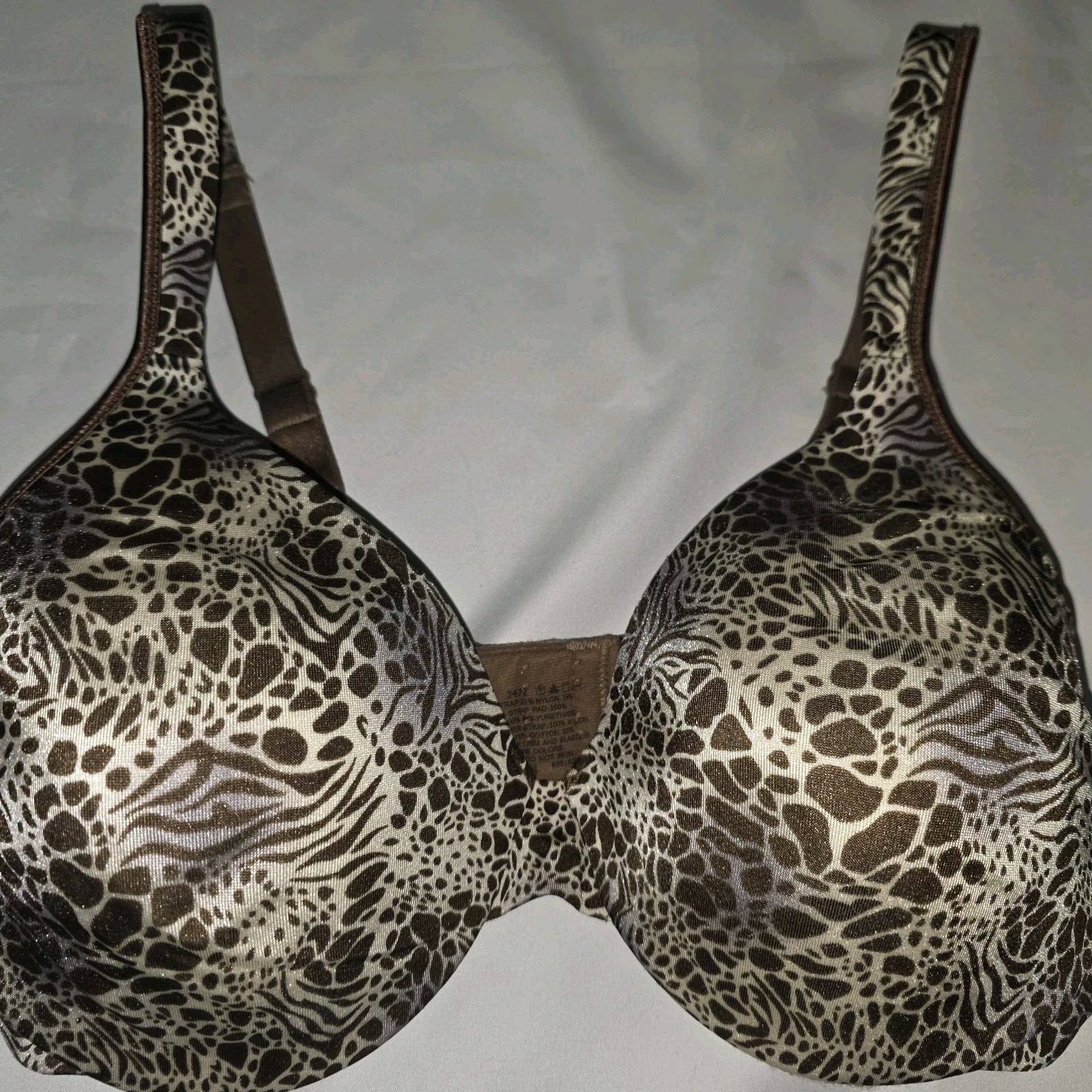 Bali Women Bra 34D Brown Zebra Print Push Up Underwire Adjustable ...