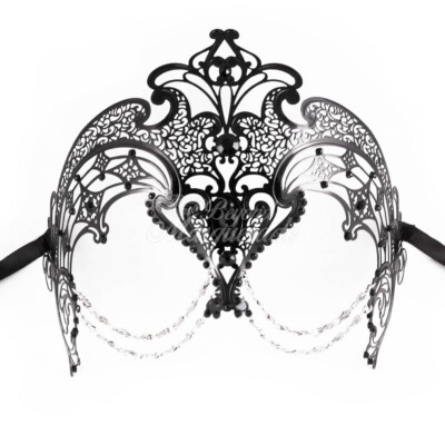Chain Accents Metal Masquerade Mask BLACK GEMS | eBay