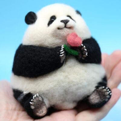 Needle Felting Kit, Panda Needle Felt, for Beginners DIY Wool Animals ...
