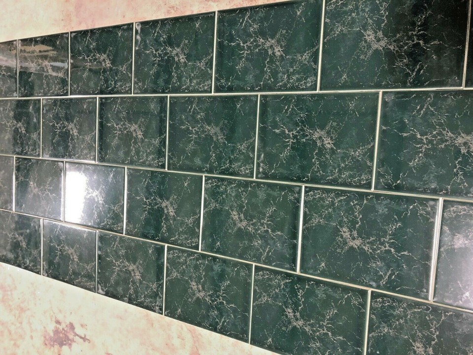 6x8 Dal Tile Ceramic Pine Green Brite Bath Marbleized Remodel Wall (9 ...