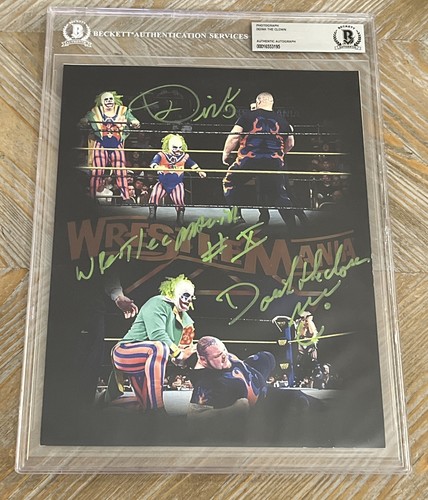 DOINK THE CLOWN & DINK SIGNED AUTOGRAPHED 8X10 WWF PHOTO BECKETT BAS ...
