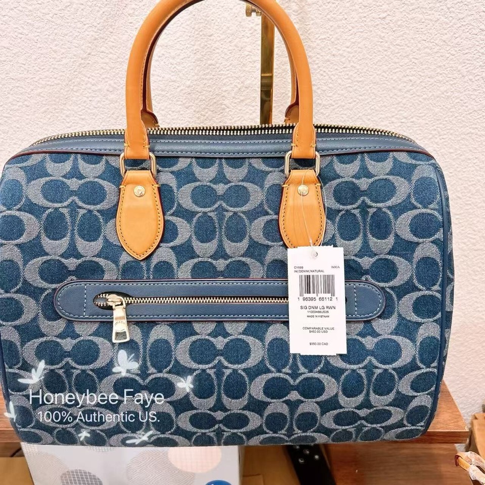 NWT Coach Rowan Large Satchel Bag In Signature Denim CY699 Fast ...