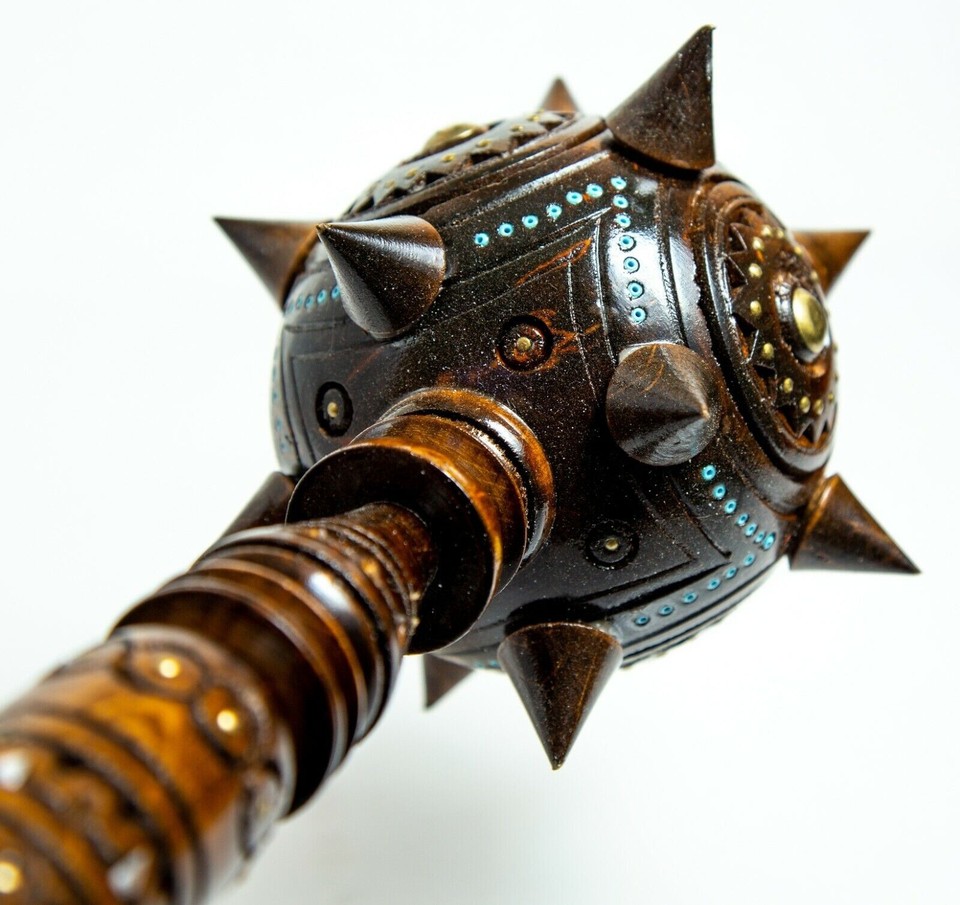 Handmade Carved Wood Ukrainian mace bludgeon Traditioan Dark Bulava 50 ...