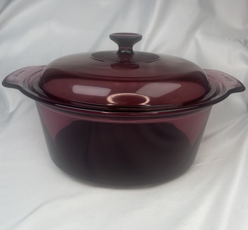 VTG Corning Ware Vision 3.5L Cranberry Glass Dutch Oven & Lid Stock Pot ...