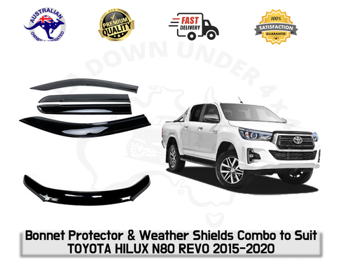 Bonnet Protector & Weather Shields Combo To Suit TOYOTA HILUX N80 REVO ...