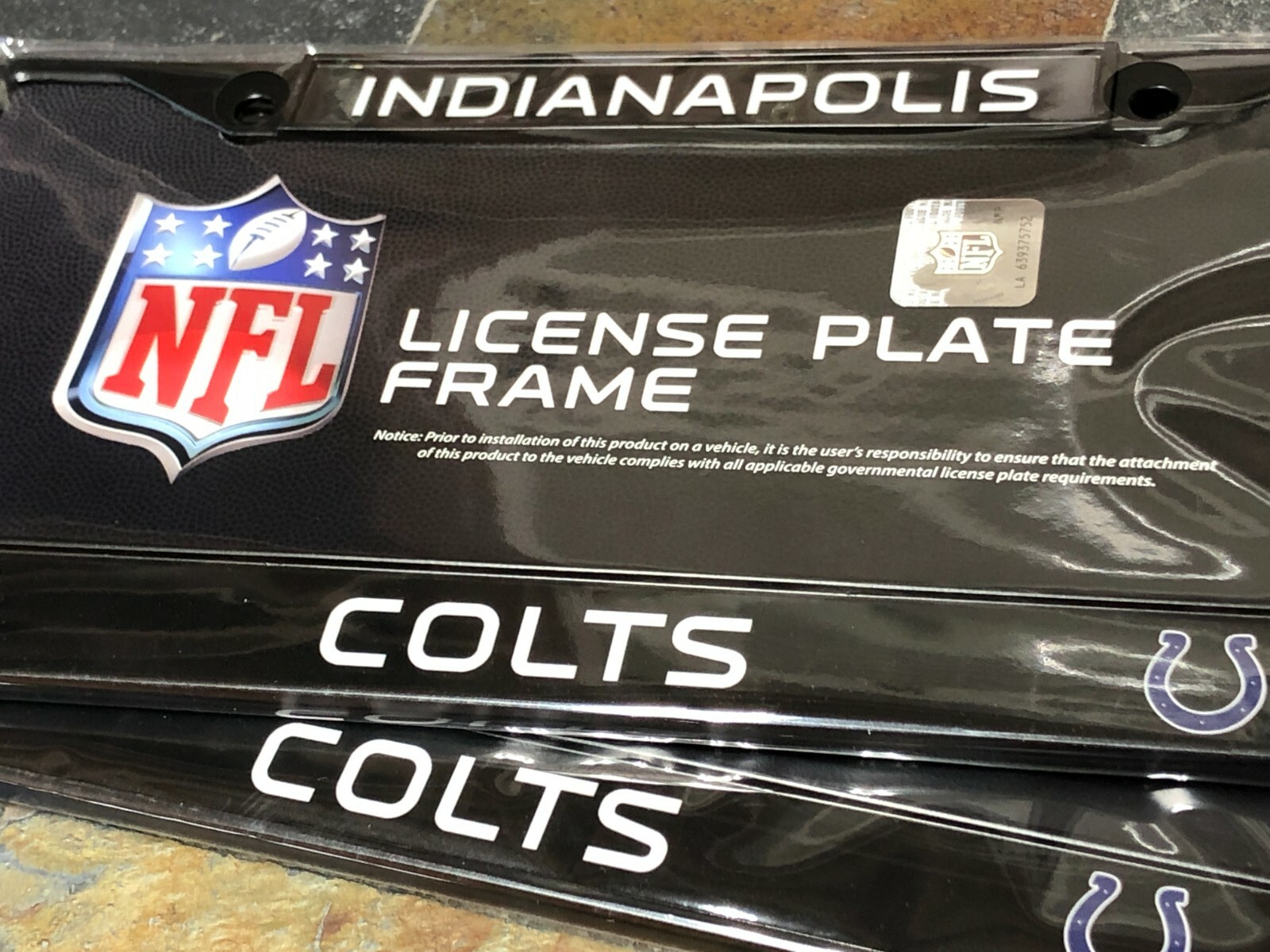 1 Indianapolis Colts Black Metal License Plate Frame w Nice 2D Graphics ...