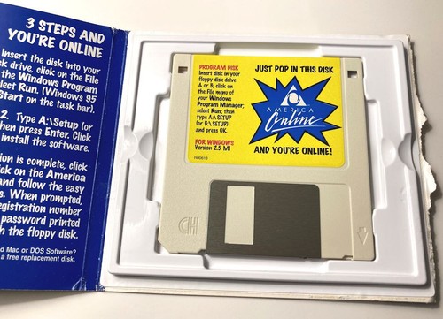 AOL America Online 10 Free Hours Floppy Disk Vintage 1995 Email PC ...