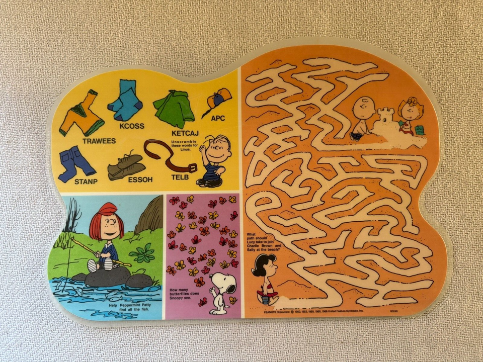 Snoopy and Friends Linus Placement Vinyl Happiness is a "Thumb and a ...