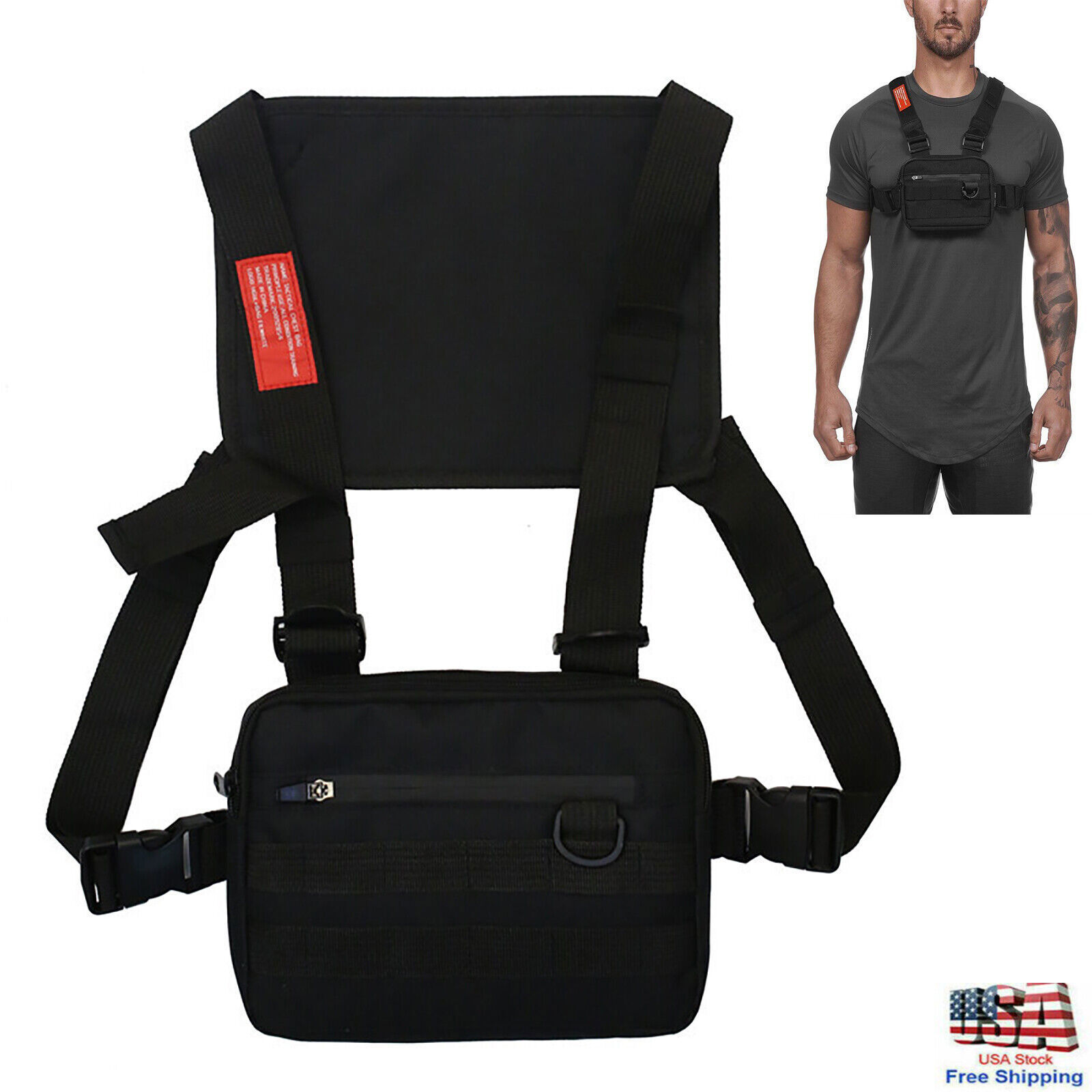 Men Chest Rig Bags Outdoor Harness Tactical Vest Travel Crossbody ...
