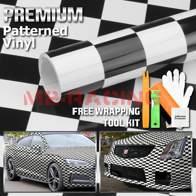 *Black White Checker Racing F1 Auto Car Vinyl Wrap Sticker Decal Sheet ...