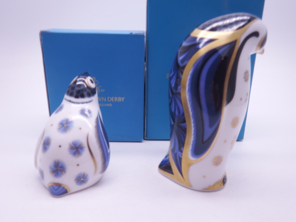 ROYAL CROWN DERBY GUILD MEMBERS AURORA MOTHER PENGUIN & SNOWFLAKE ...