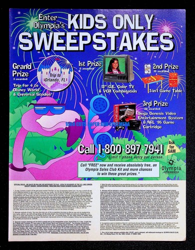 Olympia Sales Club Sweepstakes 1996 Olympic Print Magazine Ad Poster ...