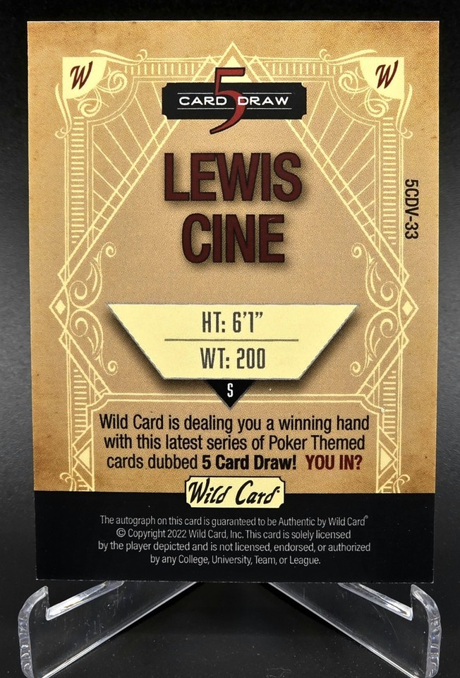 Lewis Cline Autographed Signed Auto 2022 Wild Card 5 Card Draw 4/4 ...