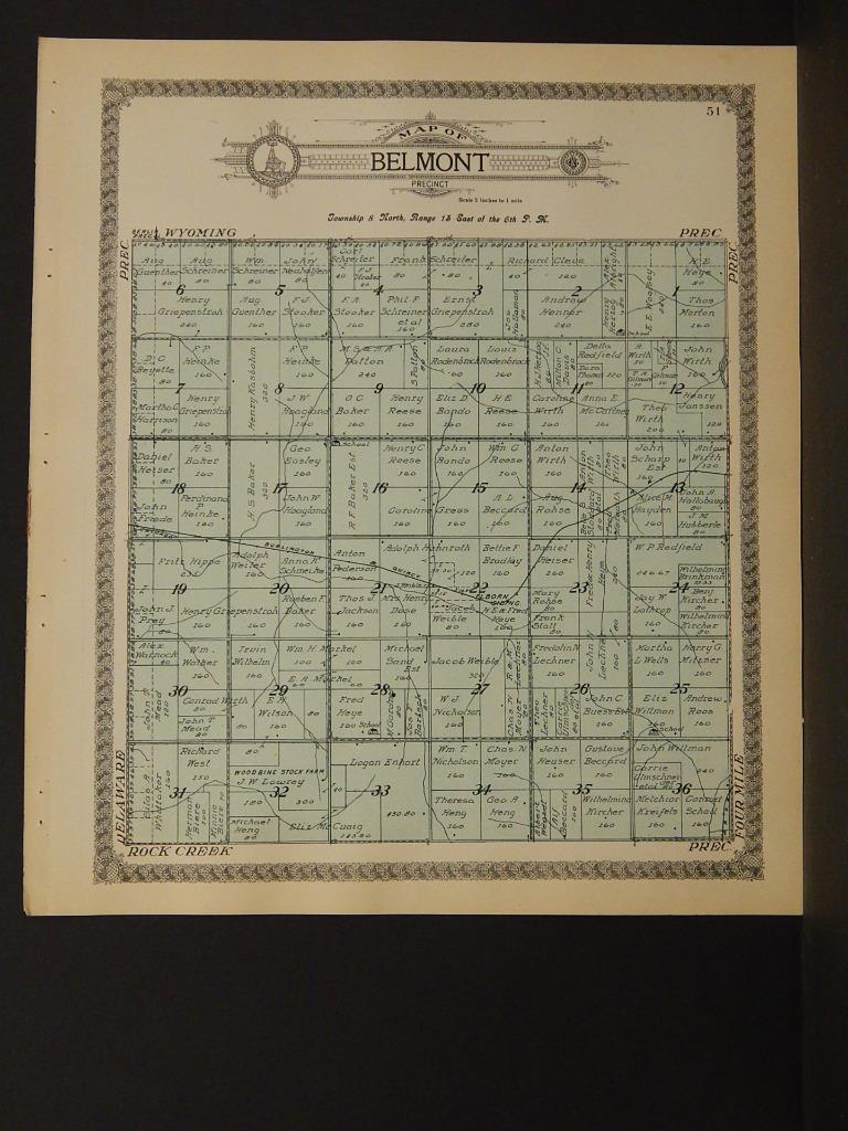 Nebraska Otoe County Map Belmont Precinct (Township) 1912 L7#48 | eBay