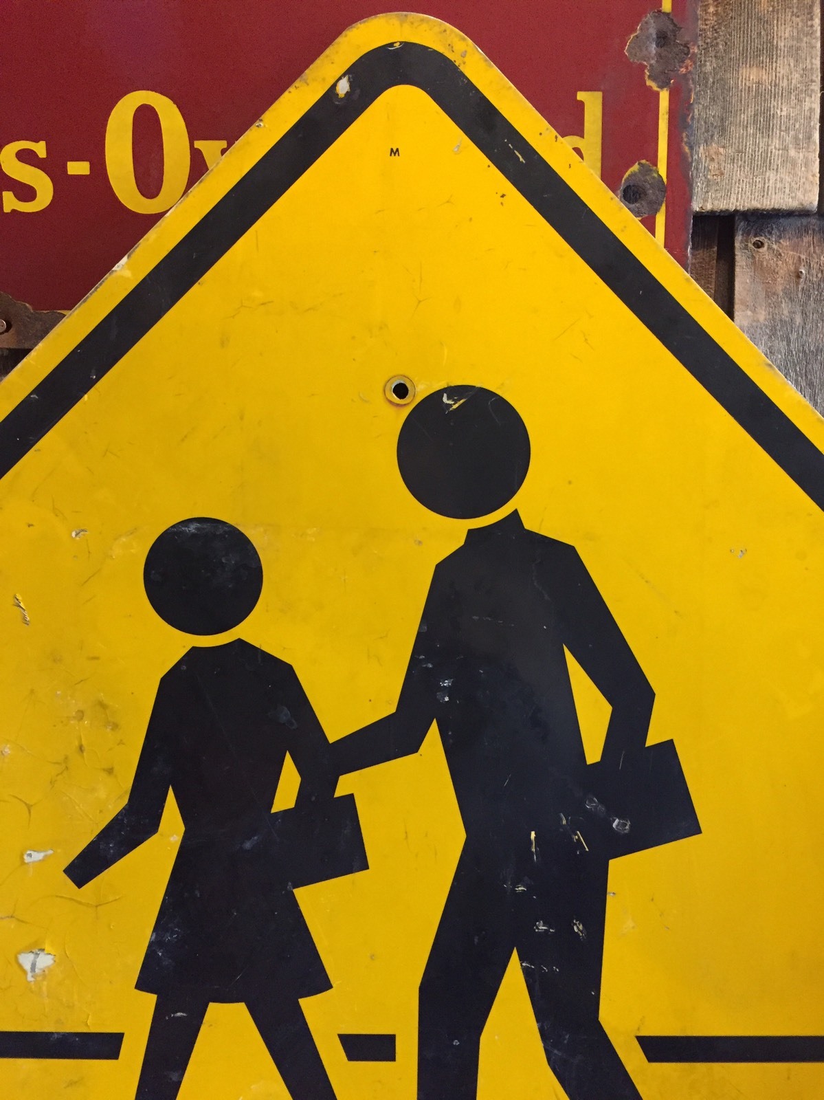 Old Vintage School Pedestrian Crosswalk Retired Reflective Sign Man ...