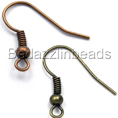 Lot of 50 Nickel Free Antiqued Finish Ball & Coil Fish Hook Earring ...