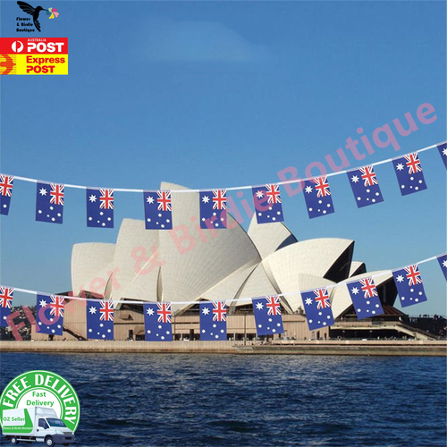 20 Flags 14x21cm Aussie Bunting Flag Banner String Australia Day Party ...