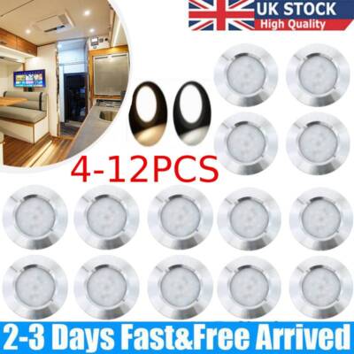 4-12PCS LED 12V Spot Light Touch Switch Caravan Boat Camper Recessed ...