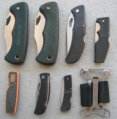 VINTAGE SCHRADE & GERBER USA KNIVES, BEAR GRYLLS MULTI & BARBILL WALLET ...