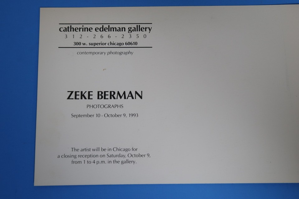 Zeke Berman Photographs 1993 Reception Art Exhibit Gallery Flyer ...