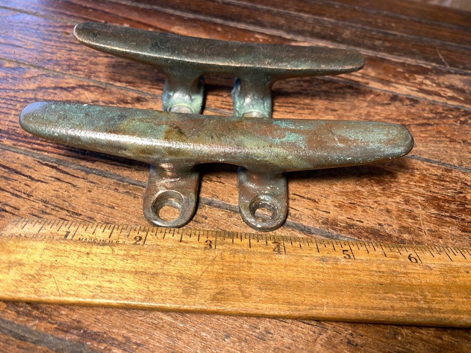 PAIR OF VINTAGE CAST SOLID BRONZE, 6" CLEATS NICE AGE/PATINA | eBay