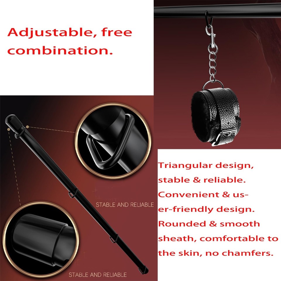 Spreader Bar Sex Toys Wrist Ankle Neck Collar Restraint Kits Adjustable ...