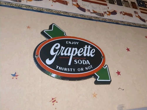 Grapette Soda Vintage Porcelain Wall Sign Decor Retro Style | eBay