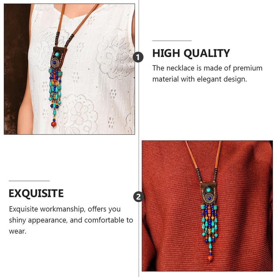3 pcs Stone Pendant Neck Chain Ethnic Style Necklace Stone Necklace ...