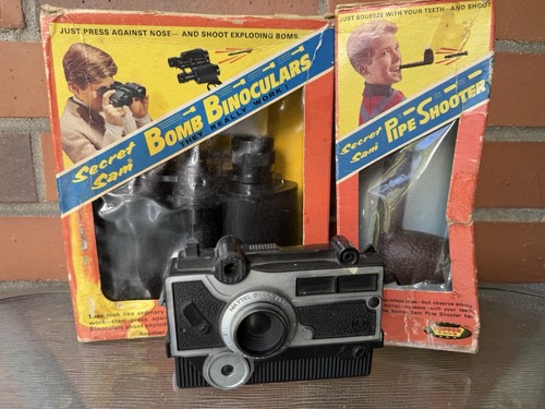 VINTAGE 1966 TOPPER TOYS SECRET SAM LOT BOMB BINOCULARS PIPE SHOOTER ...