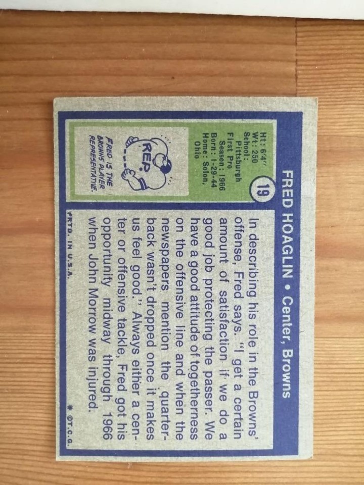 FRED HOAGLIN 1972 Topps FB #19 FREE SHIP 50% OFF SALE B1008R4S22P16 | eBay