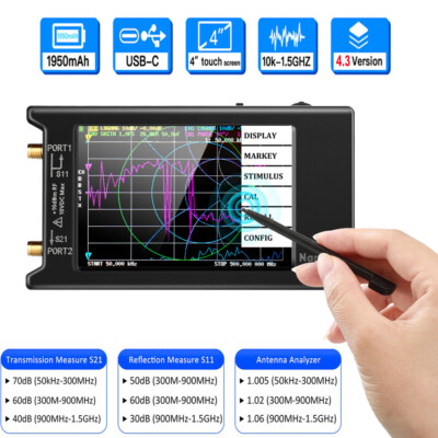 4" lcd Nano VNA-H Nanovna TDR VHF UHF Vector VNA HF Antenna Analyzer ...