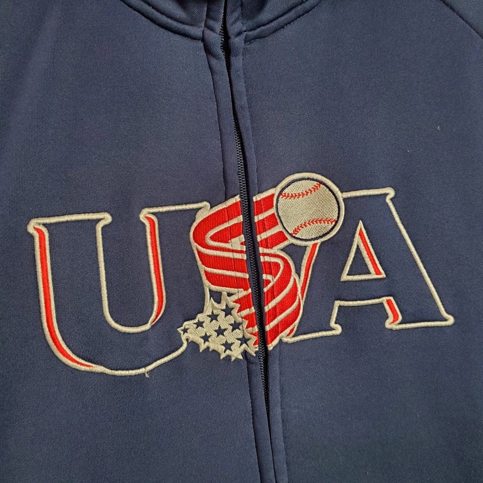 Team USA Men Track Jacket Large Blue Olympic Baseball Majestic Home MLB ...