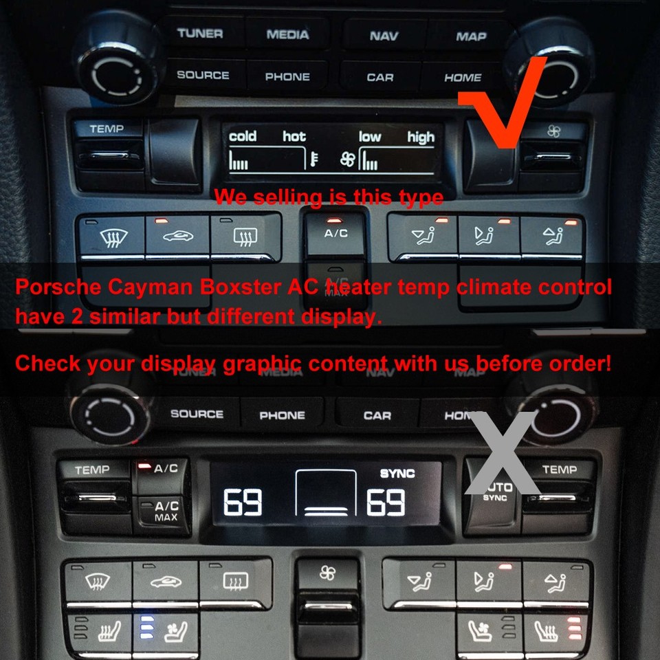 Display for Porsche 718 Boxster Cayman 981 982 AC Heater Temp Climate ...