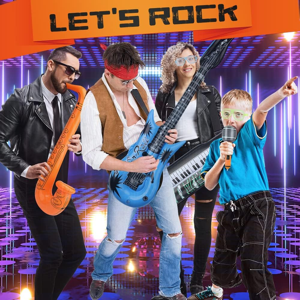 Inflatable Guitar Saxophone Microphone Balloons Musical Instrument ...