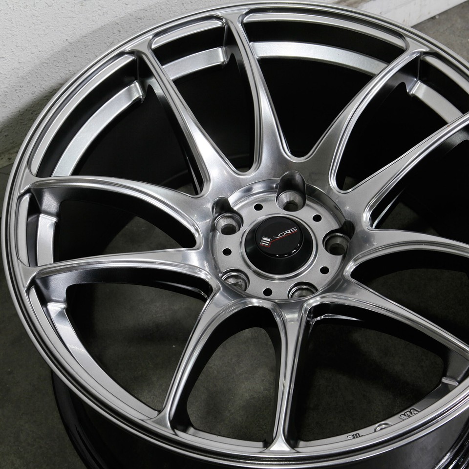18x9.5 Vors TR4 5x114.3 35 Hyper Black Wheels Rims Set(4) 73.1 ...
