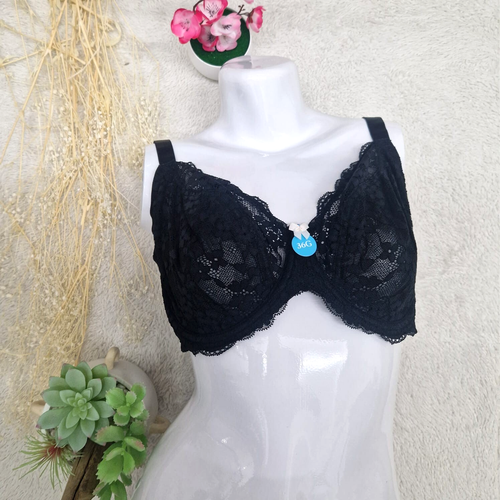 Ladies Plunge Bra Floral Net Bra 36G DD+ Non-Padded Wired 2 Pack Pink ...