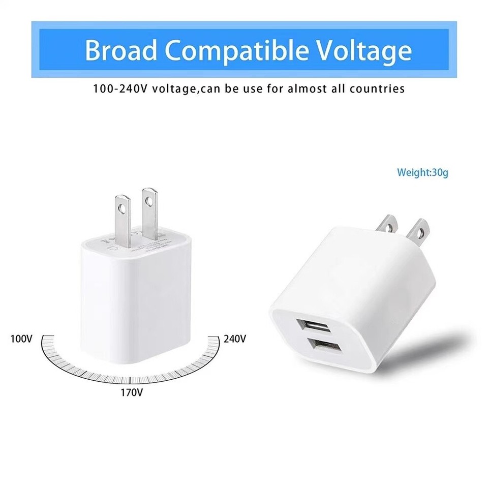 2Pcs Dual Port USB Power Adapter Cube Fast Wall Charger Block For ...