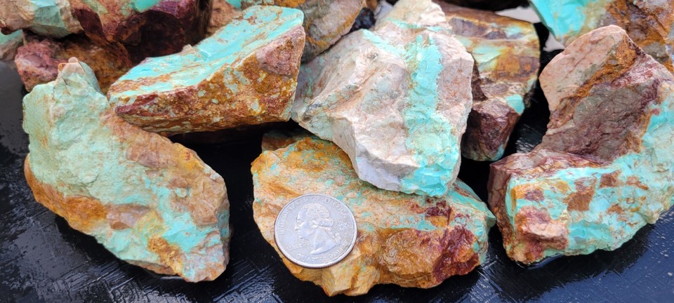 Natural Hard Untreated Tonopah NV Turquoise Royston Ribbon Rough - Half ...