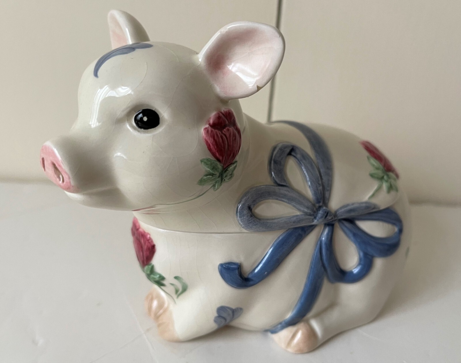 LENOX POPPIES ON BLUE BARNYARD PIG SUGAR BOWL | eBay