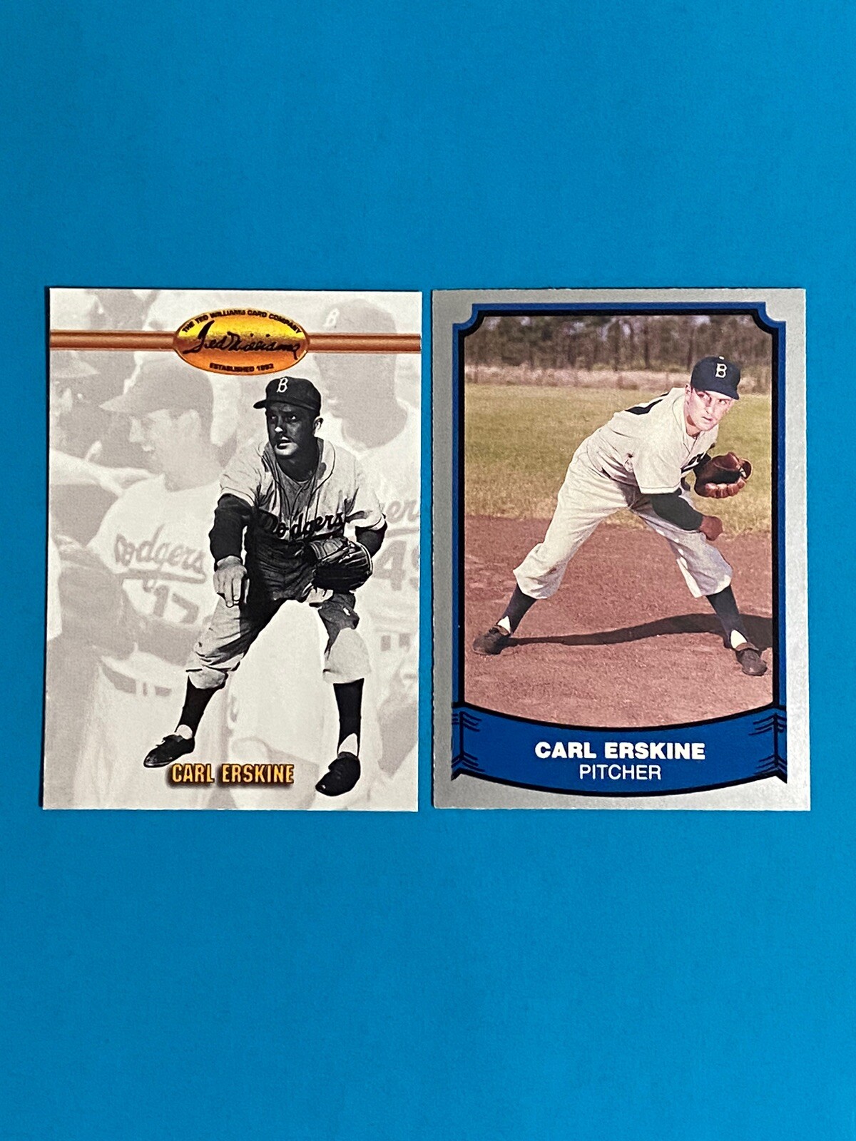 Carl Erskine Baseball Card Lot 1988 Pacific + 1993 Ted Williams Card Co ...