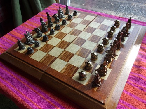 Gallo pewter chess set 1987,, skull wizard dragon witch sorceress ...