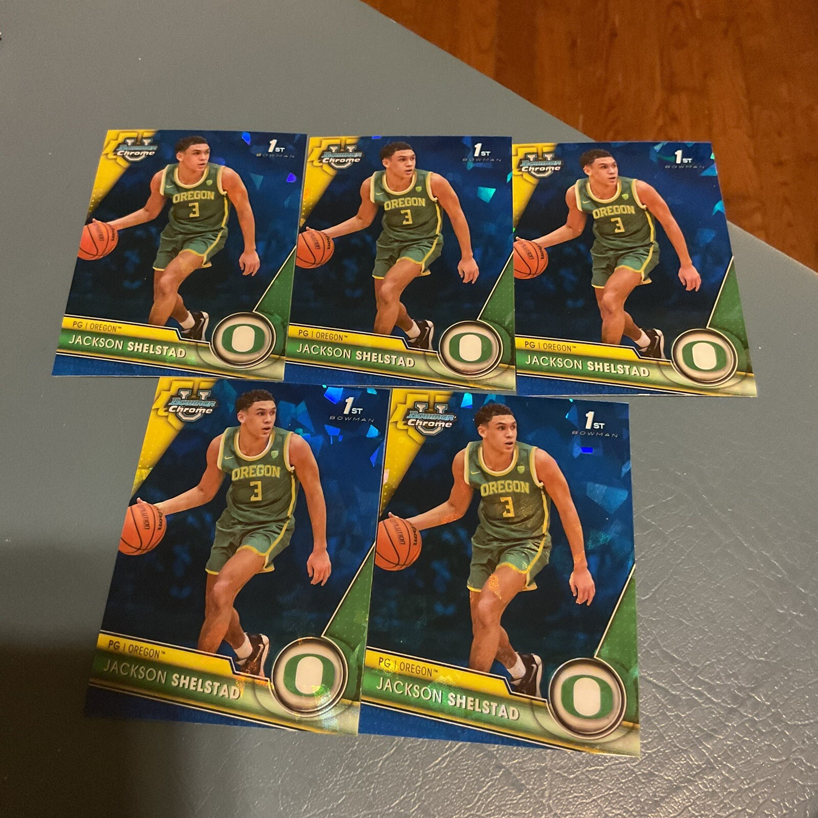 JACKSON SHELSTAD 5 CARD LOT-2023-24 BOWMAN CHROME U SAPPHIRE 1st RC ...