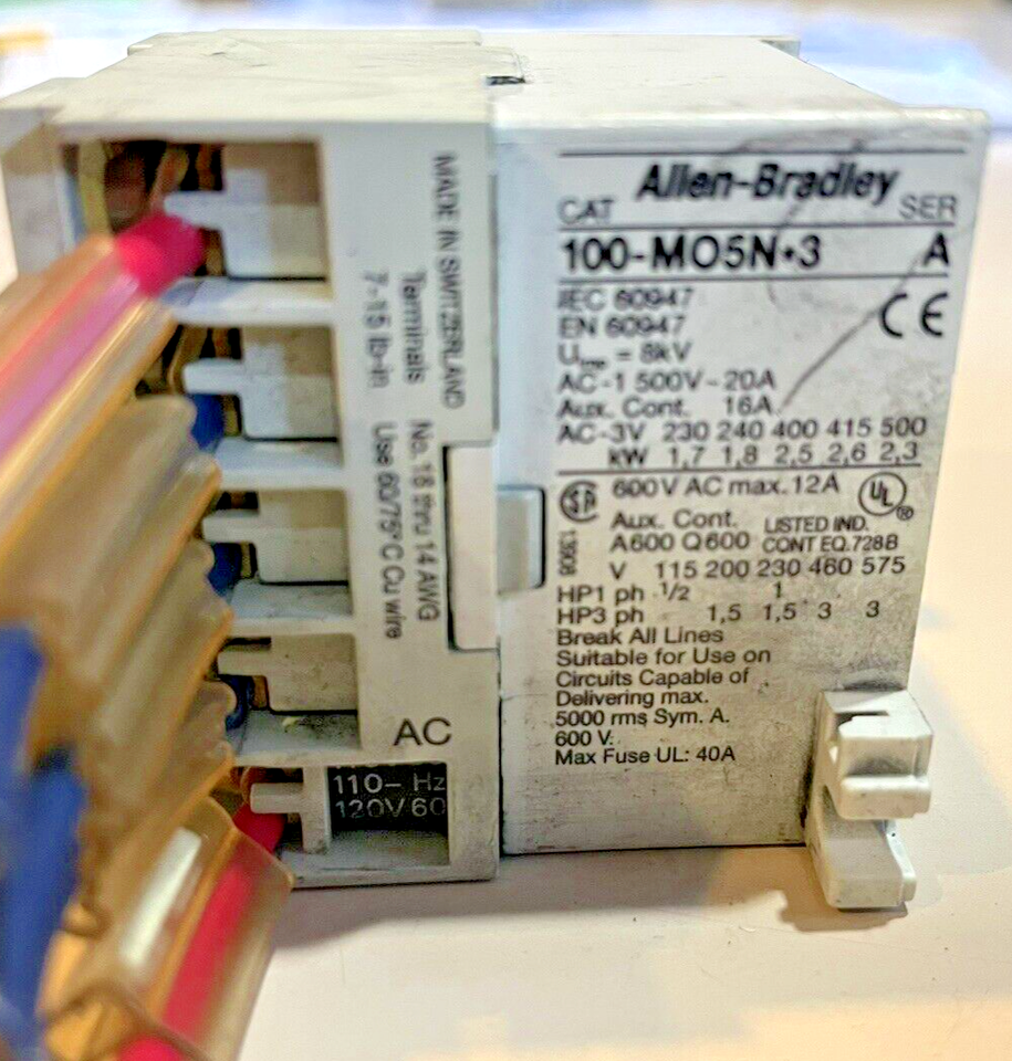 ALLEN BRADLEY 100-MO5N*3 SER A CONTACTOR AUX - AB M05 10 E | eBay
