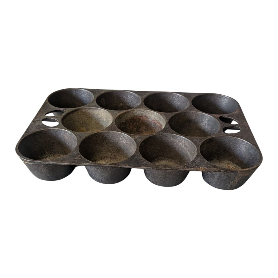 Cast Iron Popover Muffin Pan 11 Cup Tray Heavy Duty Stamped “A” On Back ...