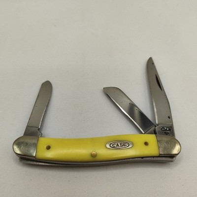 1998 Case XX USA 3318 CV Stockman Knife Yellow Handle 3 Blades 2 Dot ...