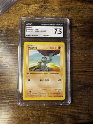 Machop pokemon Base Set - 1st Edition Shadowless #52 CGC 7.5 NM+ ...
