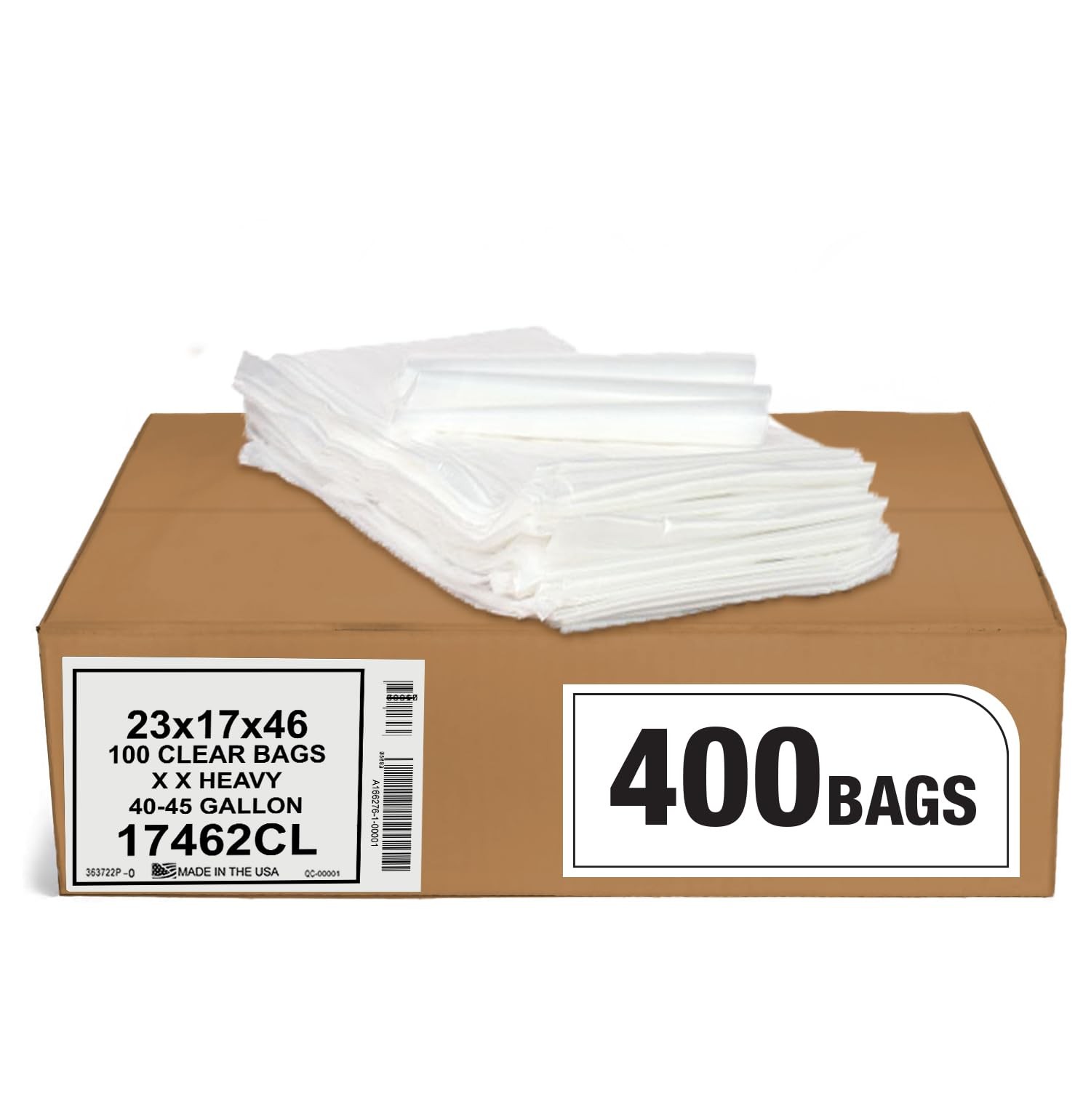 40-45 Gallon 2 MIL Thick Clear Heavy Duty Trash Bags - 40" x 46" - Pack ...