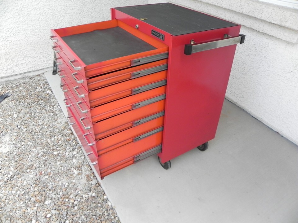 Vintage Matco MB52A Flagship 7 Drawer Roll Cab Red/Orange USA | eBay