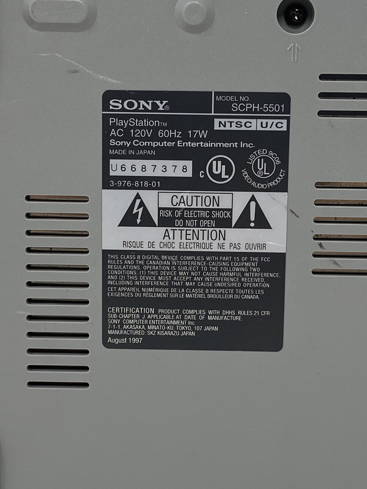 Sony PlayStation PS1 Console Model No. SCPH-5501 (Console Only) (Tested ...